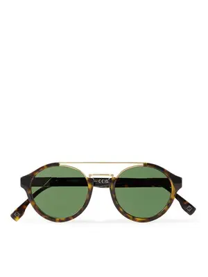 Fendi Round-frame Gold-tone And Acetate Sunglasses