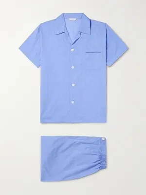 Derek Rose Amalfi Camp-collar Cotton-batiste Pyjama Set - Blue