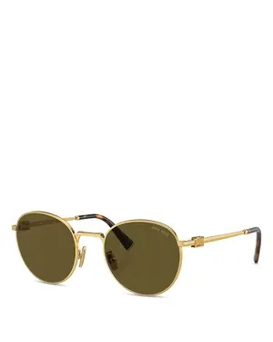 Miu Miu Regarde Metal Round Sunglasses 50mm - Gold/brown Solid