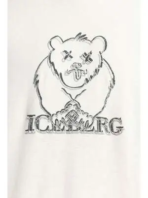 Iceberg Bear Embroidery T-shirt - Black