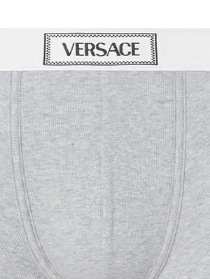 Versace 90s Logo Ribbed Boxers - Grey