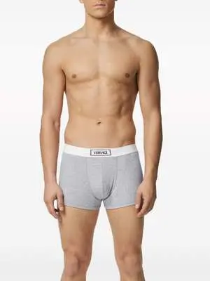 Versace 90s Logo Ribbed Boxers - Grey