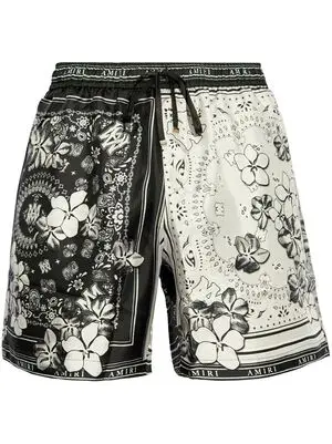 Amiri Bandana Floral Silk Shorts