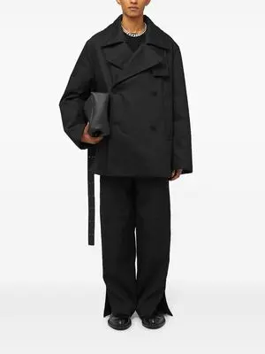 JIL SANDER Double-breasted Cotton Coat - Black