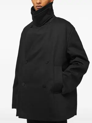 JIL SANDER Double-breasted Cotton Coat - Black