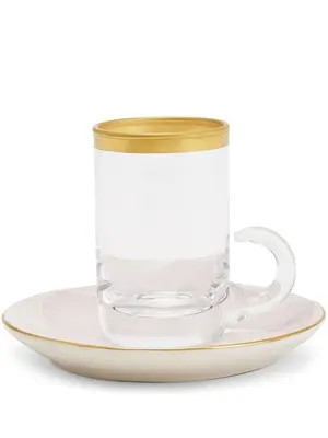 VILLARI Floral Glass And Saucer Set - White