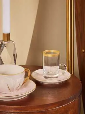 VILLARI Floral Glass And Saucer Set