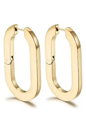JANE BASCH DESIGNS Flat Oval Hinge Hoop Earrings - Gold