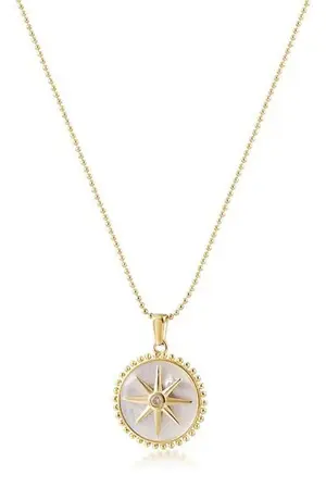 JANE BASCH DESIGNS North Star Mother-of-pearl Pendant Ball Chain Necklace - Gold