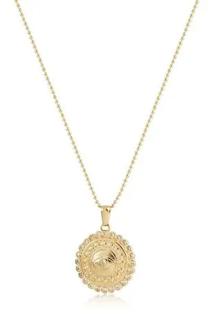JANE BASCH DESIGNS Evil Eye Medallion Necklace - Gold