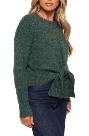 PETAL & PUP Captivate Tie Hem Sweater - Emerald