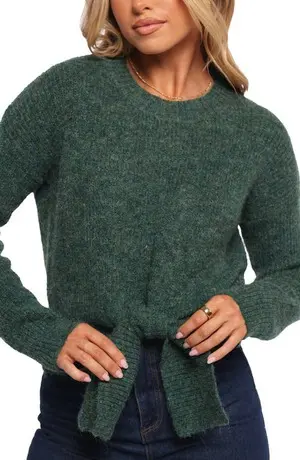 PETAL & PUP Captivate Tie Hem Sweater - Emerald