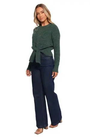 PETAL & PUP Captivate Tie Hem Sweater - Emerald