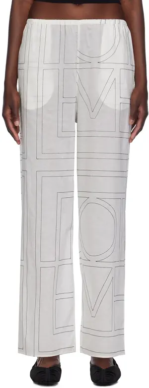 TOTEME TOTEME White Monogram Pyjama Pants - 200 White/black