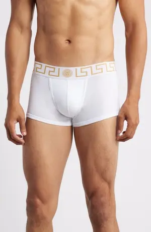 Versace Grecca Band Boxer Briefs - White Greek Gold