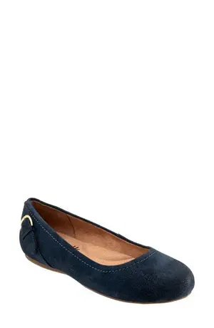 Softwalk Sydney Flat - Navy Suede