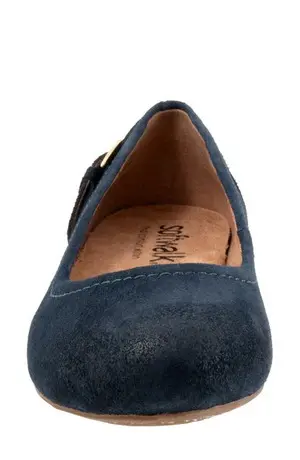 Softwalk Sydney Flat - Navy Suede