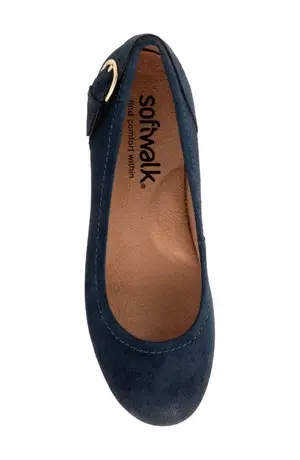 Softwalk Sydney Flat - Navy Suede