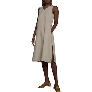 REISTOR Hemp V-neck Straight Midi Dress - Sand Beige