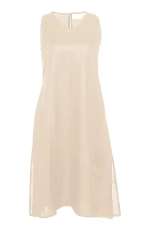 REISTOR Hemp V-neck Straight Midi Dress - Sand Beige