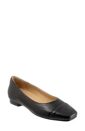 Trotters Harbor Cap Toe Flat - Black