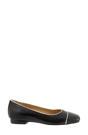 Trotters Harbor Cap Toe Flat - Black/white