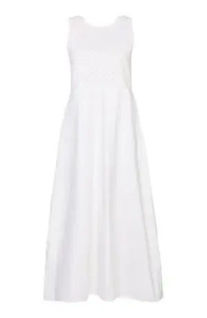 REISTOR Embroidered Cross-back Midi Dress - Solid