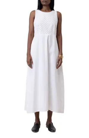 REISTOR Embroidered Cross-back Midi Dress - Solid