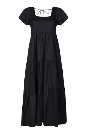 REISTOR Puff Sleeve Tiered Maxi Dress - Solid