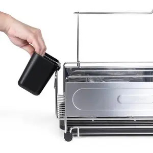 JONATHAN Y Compact 17.25" Fingerprint-proof Stainless Steel Dish Drying Rack With Wine Glass Holder