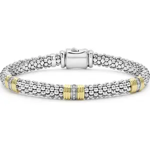 Lagos Signature Caviar Diamond Station Bracelet - Two-tone
