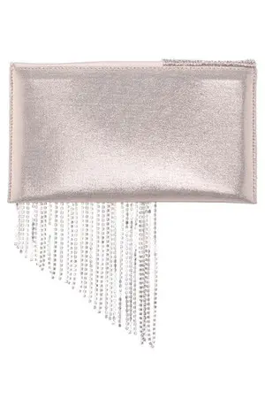 Nina Carma Fringe Clutch - Platino
