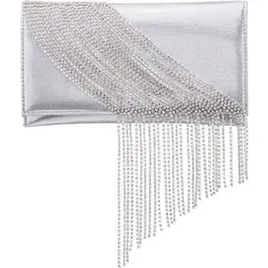 Nina Nina Carma Fringe Clutch Silver