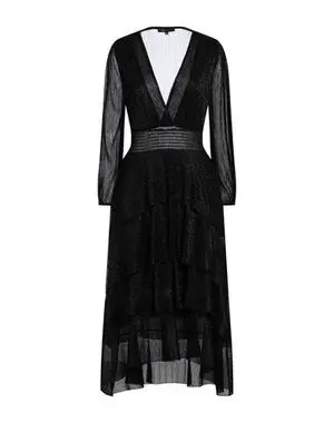 Maje Metallic Lightweight Knit Asymmetric Midi Dress