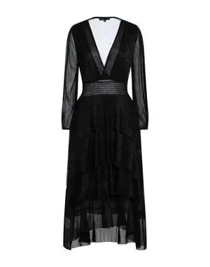 Maje Metallic Lightweight Knit Asymmetric Midi Dress