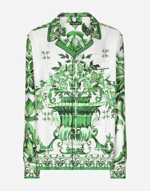 Dolce & Gabbana Silk Twill Shirt With Majolica - Print