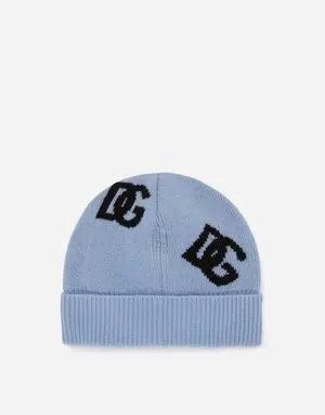 Dolce & Gabbana Wool Jacquard Hat With Logo - Azure