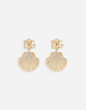 Dolce & Gabbana Rhinestone-detailed Shell Earrings - Gold