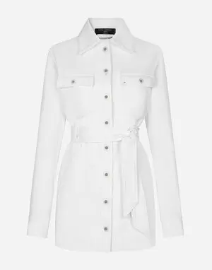 Dolce & Gabbana Long Denim Jacket With Belt - Multicolor