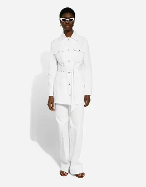 Dolce & Gabbana Long Denim Jacket With Belt - Multicolor