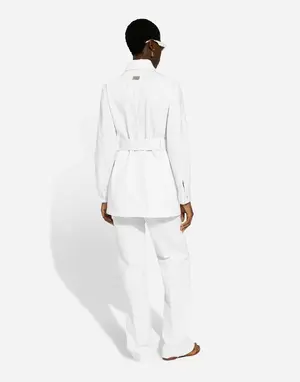 Dolce & Gabbana Long Denim Jacket With Belt - Multicolor