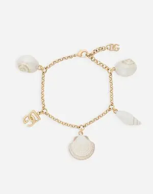 Dolce & Gabbana Bracelet With Dg Logo And Shell Charms - Gold