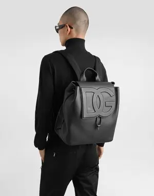 Dolce & Gabbana Deerskin Logo Backpack - Black