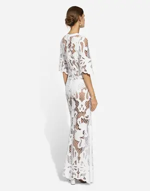 Dolce & Gabbana Long Dress With Openwork Embroidery