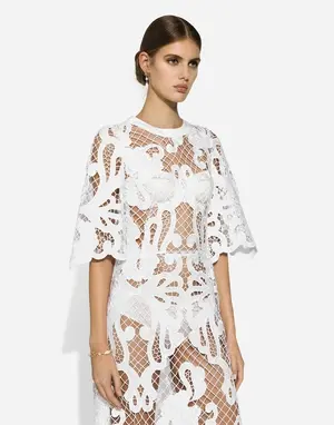 Dolce & Gabbana Long Dress With Openwork Embroidery