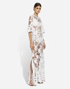 Dolce & Gabbana Long Dress With Openwork Embroidery