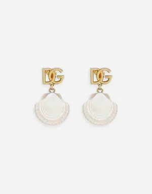 Dolce & Gabbana Dg Logo And Shell Earrings - Gold