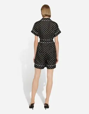 Dolce & Gabbana Short-sleeved Silk Pajama Shirt With Polka-dot - Print
