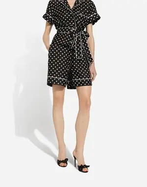 Dolce & Gabbana Short-sleeved Silk Pajama Shirt With Polka-dot - Print
