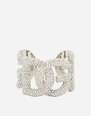 Dolce & Gabbana Rhinestone Bracelet With Logo - Silver
